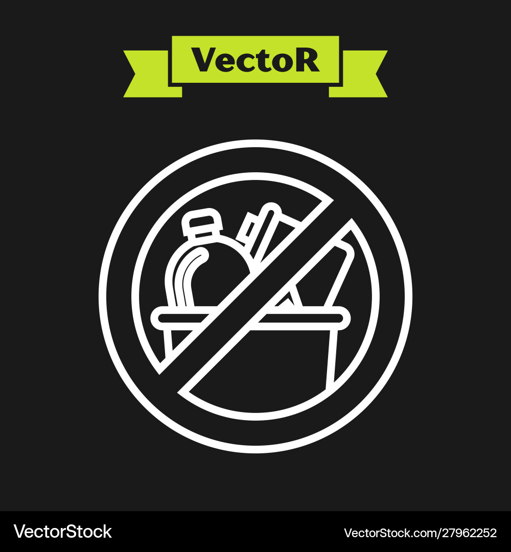 White line no trash icon isolated on black Vector Image
