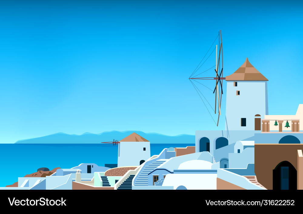 Wide panorama greece landscape 02 Royalty Free Vector Image