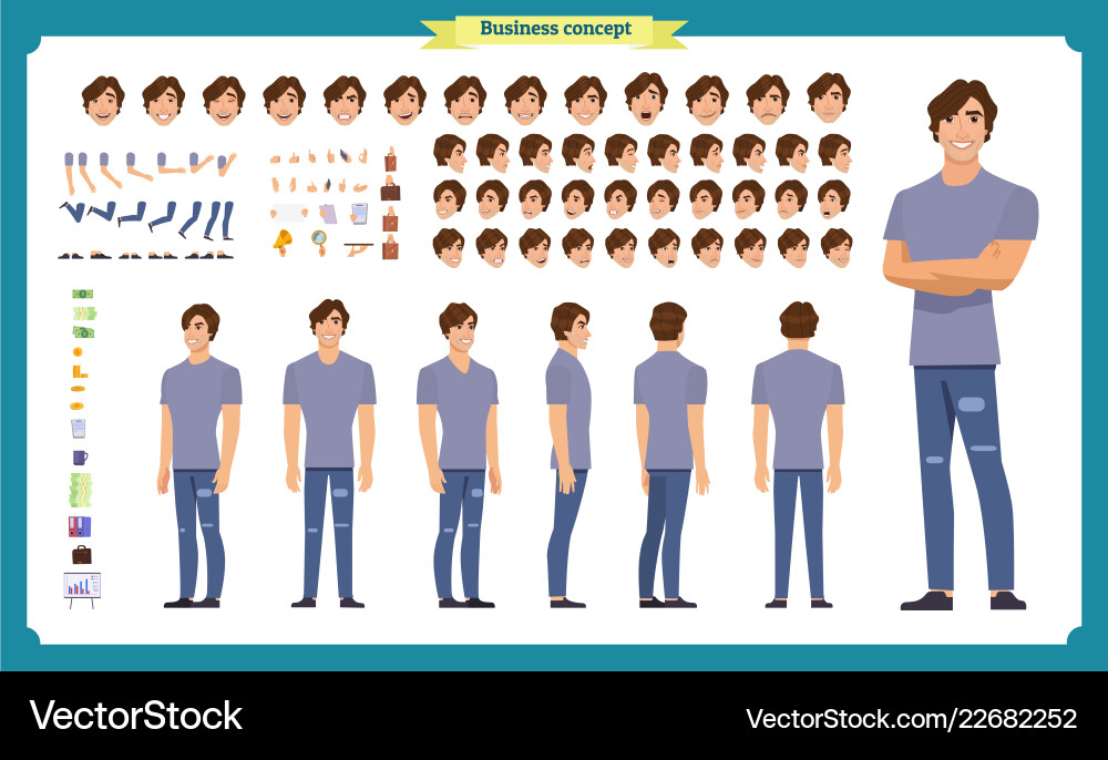 Young man in casual clothes character creation Vector Image