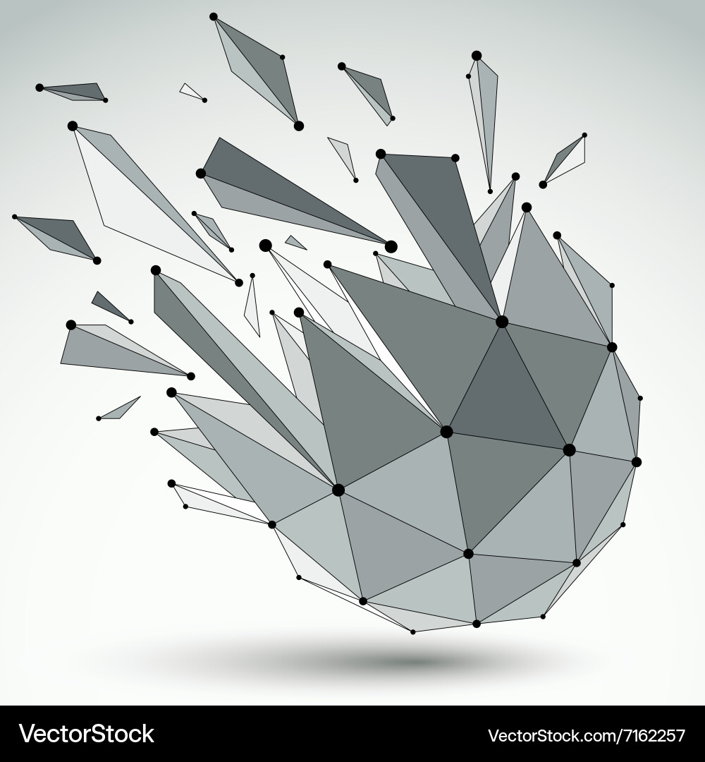 Abstract 3d faceted figure with connected black Vector Image