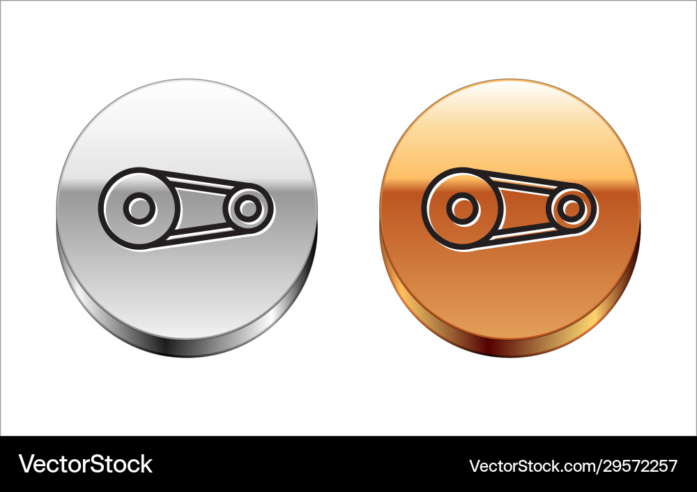 Black line timing belt kit icon isolated on white Vector Image