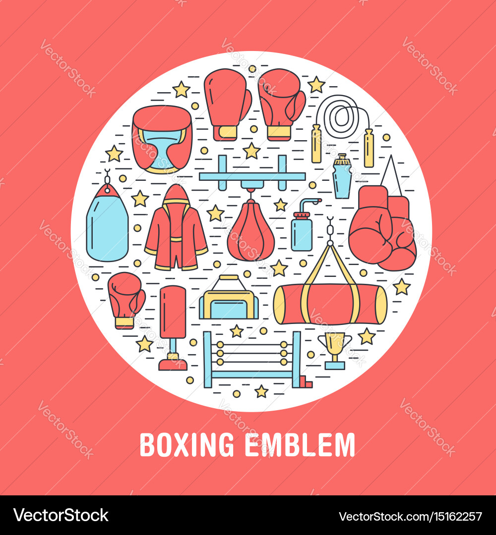 Boxing poster template sport training line Vector Image