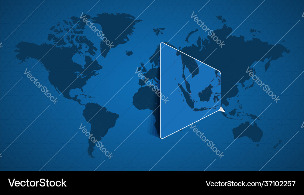 Detailed world map with pinned enlarged map Vector Image