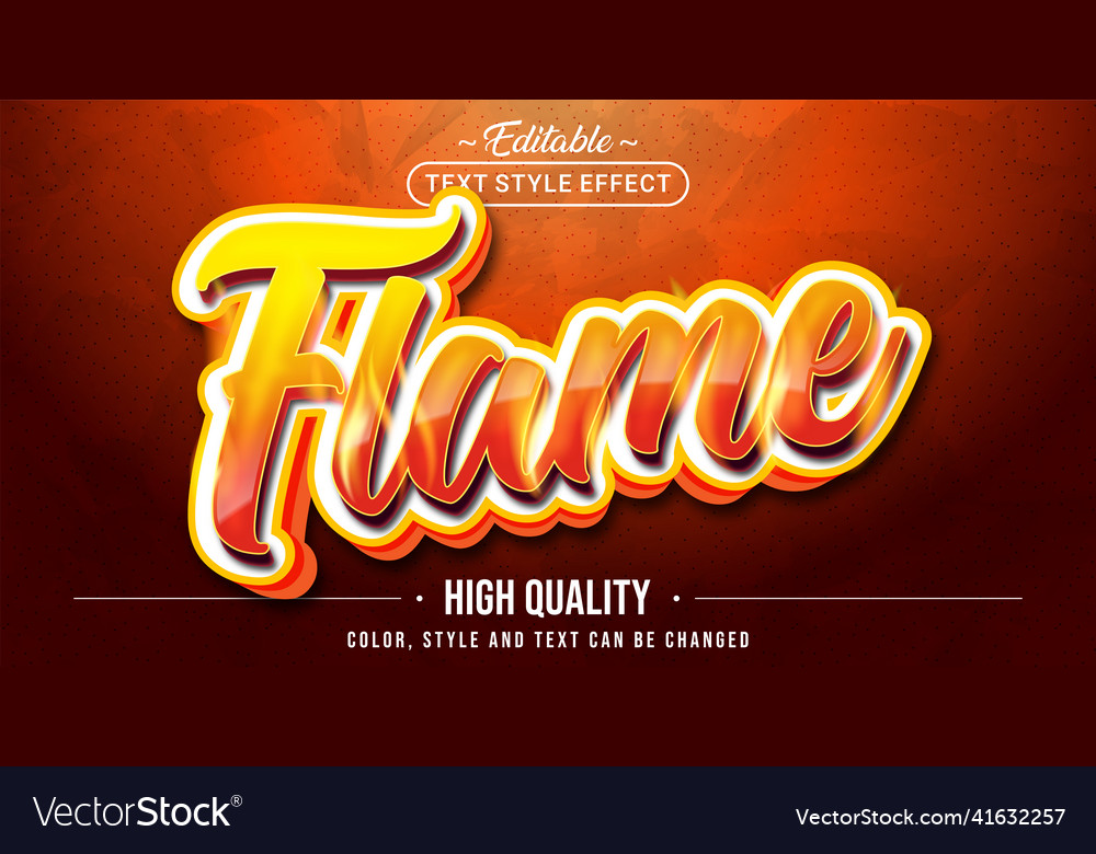 Editable text style effect - flame Royalty Free Vector Image
