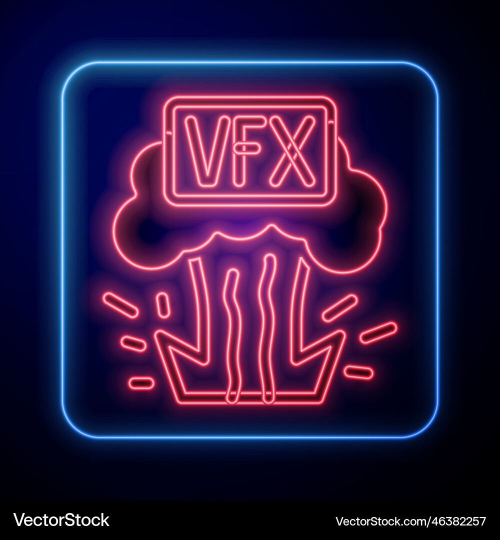 Glowing neon vfx icon isolated on black background
