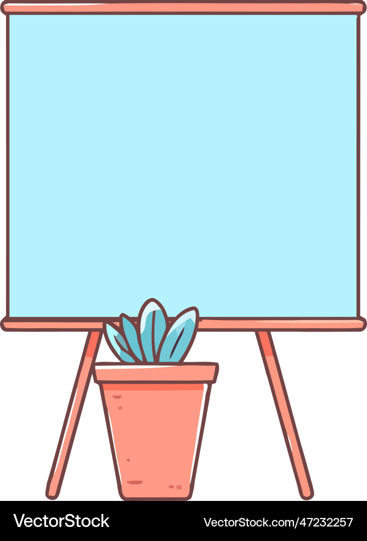 Green plant on blank whiteboard in classroom Vector Image
