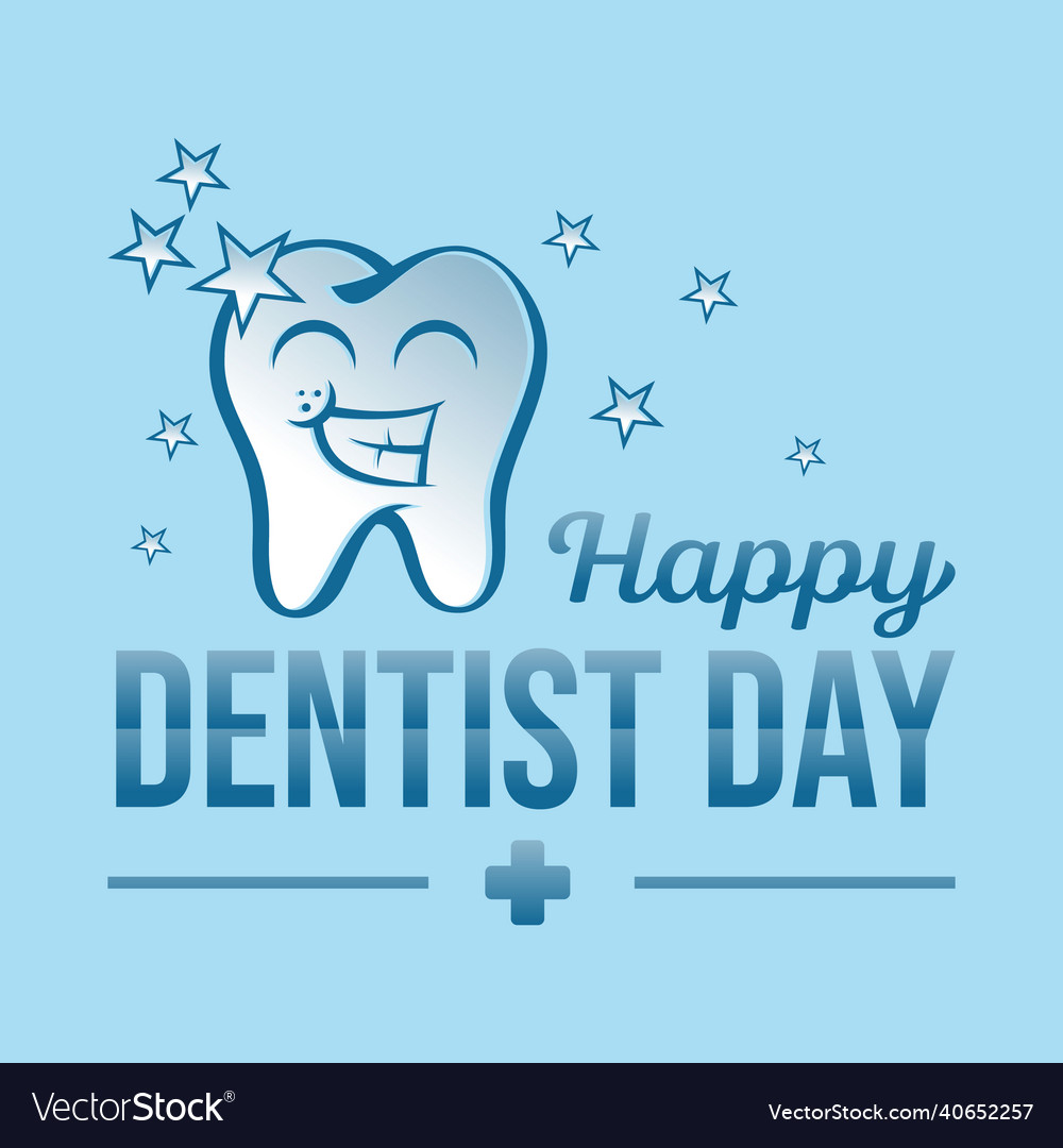 Happy dentist day letter design Royalty Free Vector Image