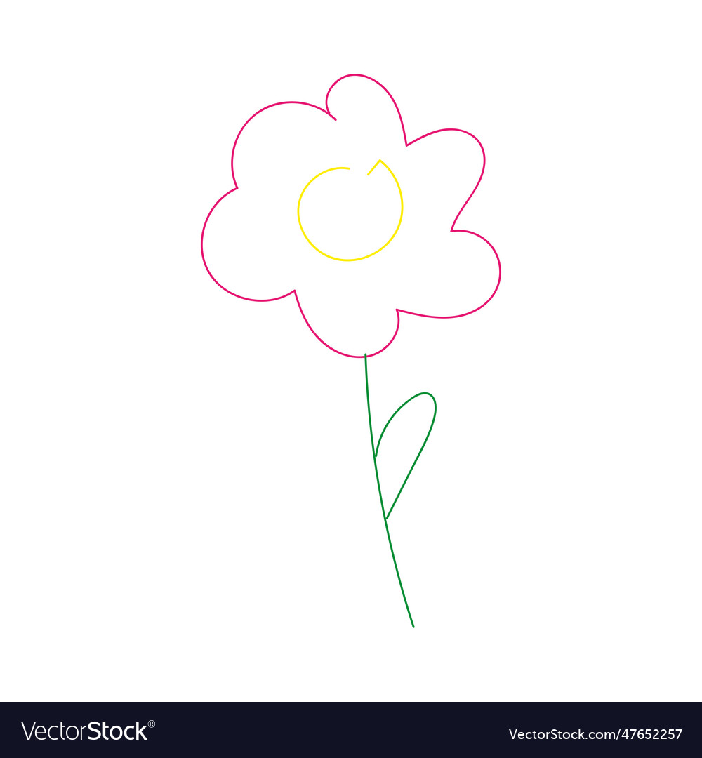 Isolated colored flower kid sketch Royalty Free Vector Image