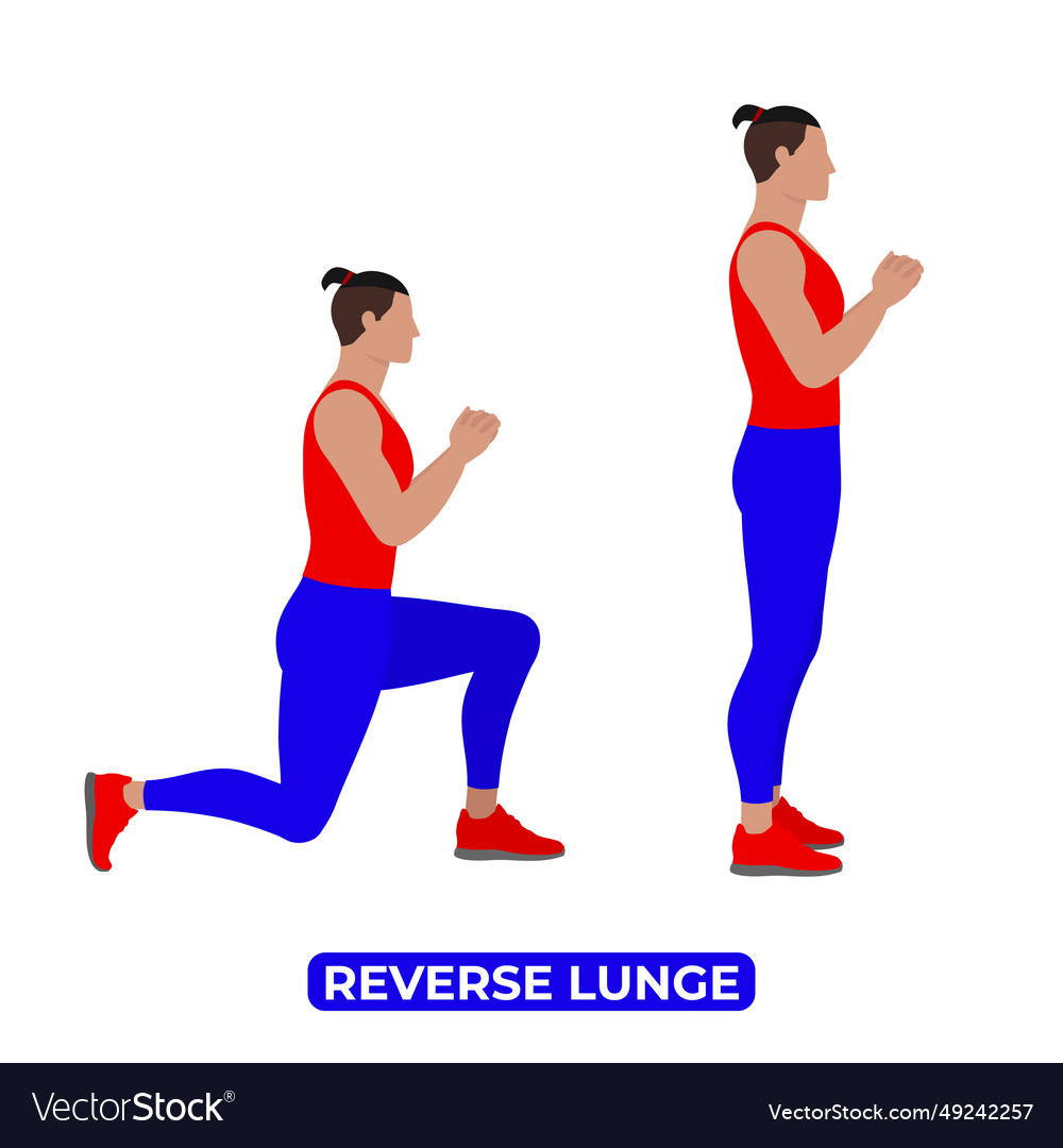 Man Doing Reverse Lunge Exercise For Legs Vector Image