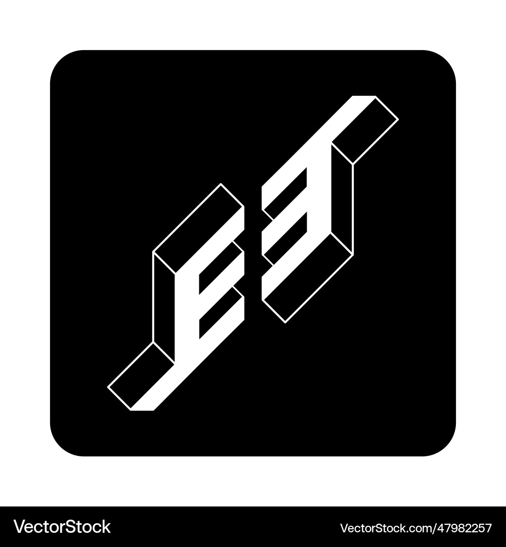 Outline fonts three-dimension letter and number e Vector Image