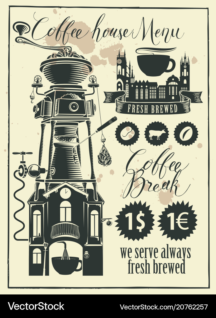 Retro set of design elements for a coffee house Vector Image