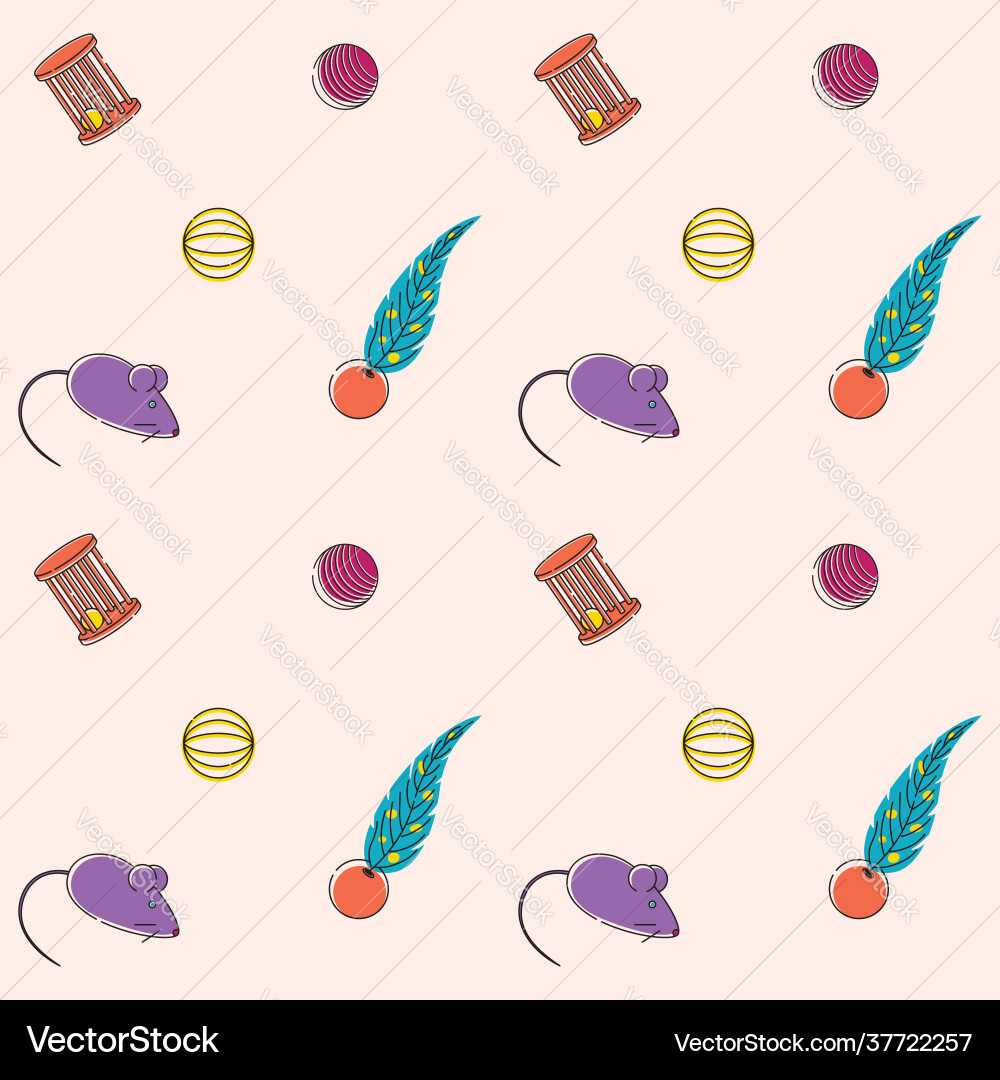 Seamless bright pattern for pet store cat toys Vector Image