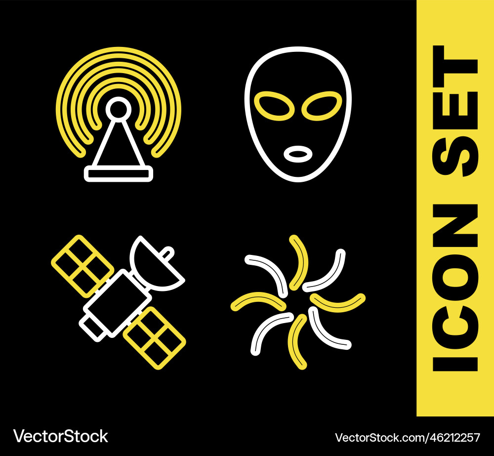 Set line alien black hole satellite and radar Vector Image