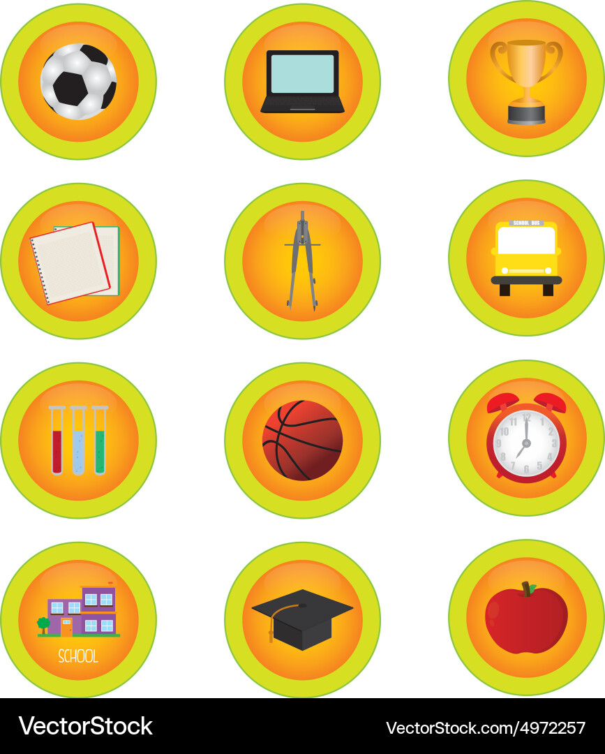 Set school supplies labels on a white background Vector Image