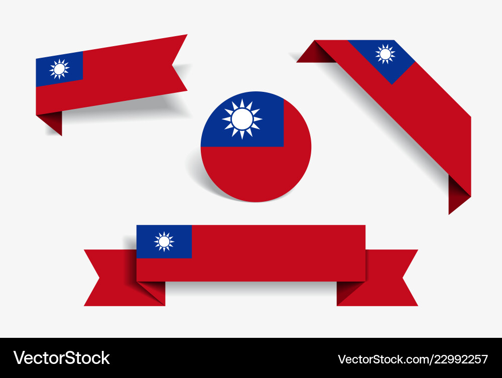 Taiwan flag stickers and labels Royalty Free Vector Image
