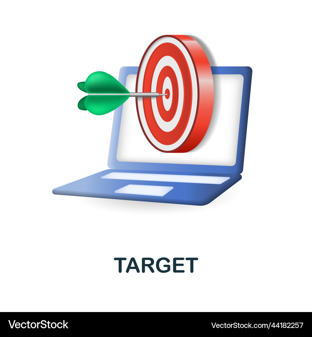 Target icon 3d from digital marketing collection Vector Image
