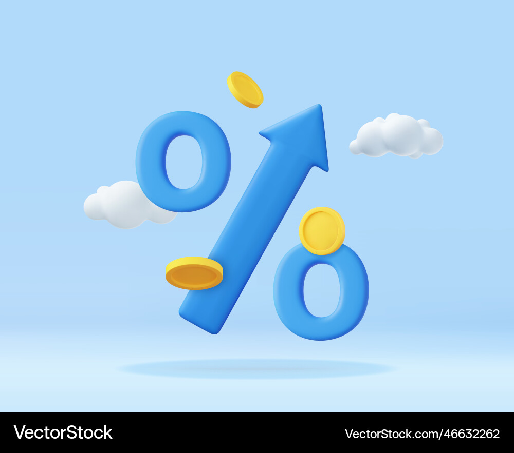 3d percent up arrow symbol icon Royalty Free Vector Image