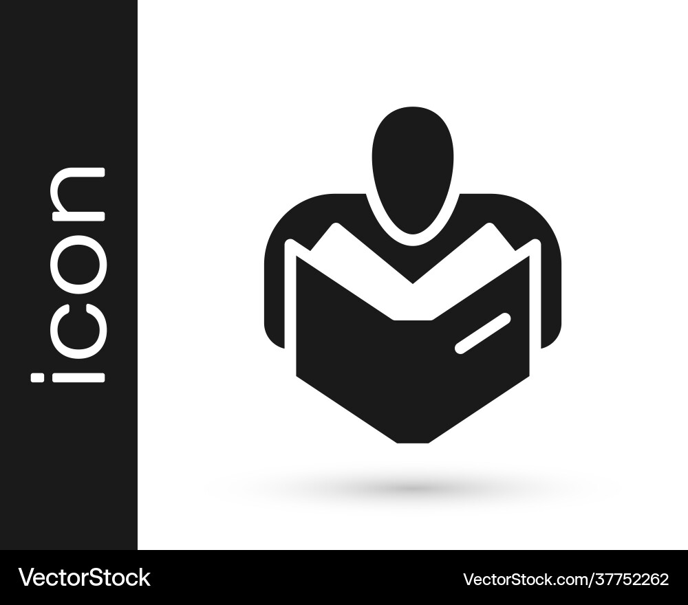 Black man reading book icon isolated on white Vector Image
