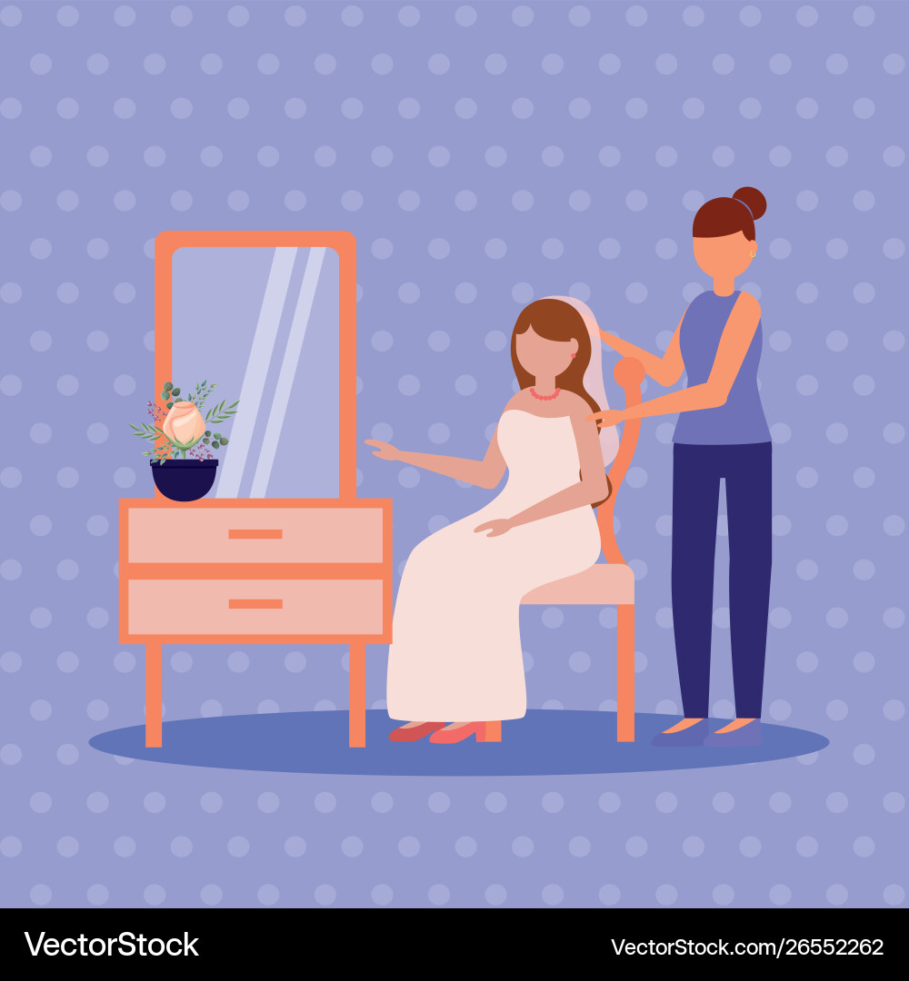 Bride avatar with wedding dress design Royalty Free Vector