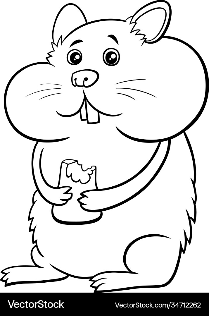 Cartoon hamster comic animal character coloring Vector Image