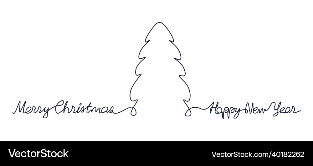 Continuous one line drawing of christmas tree Vector Image