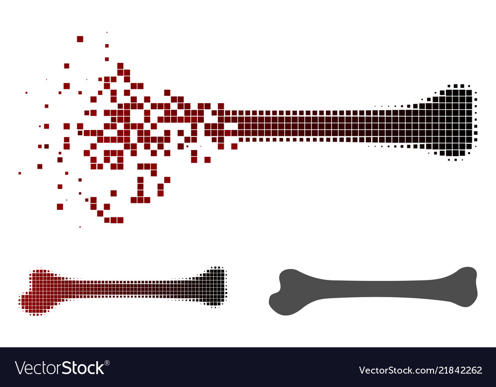 Disappearing pixelated halftone bone icon Vector Image Disappearing pixelated halftone bone icon Vector Image
