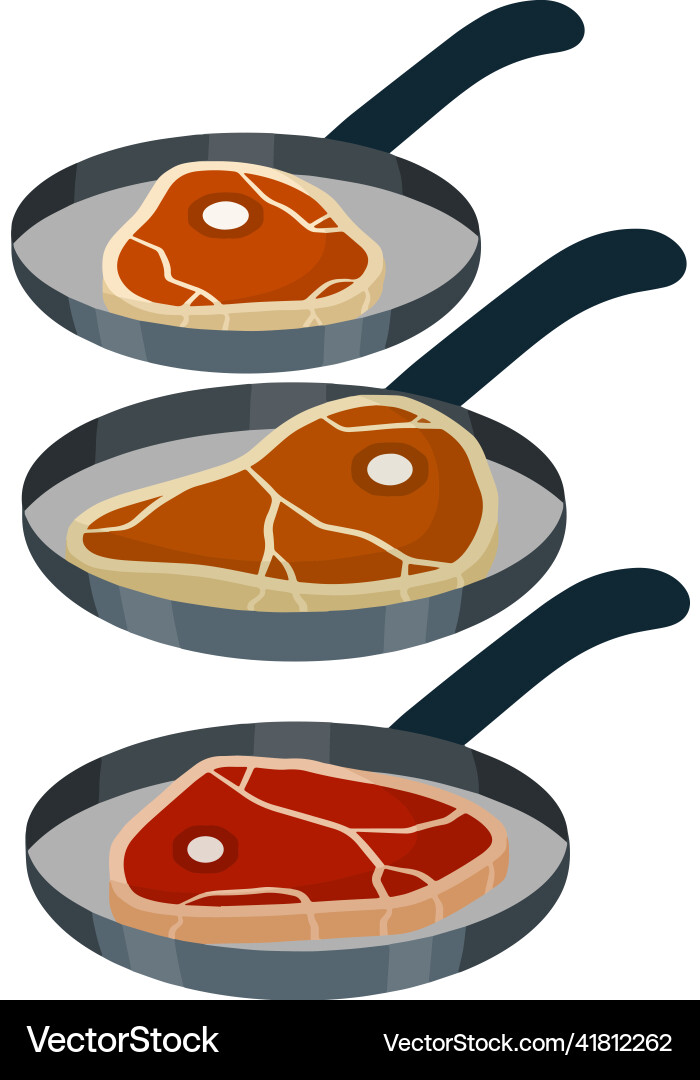 Fried meat in a frying pan Royalty Free Vector Image