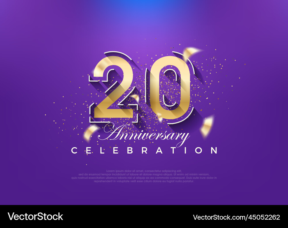 Gold number 20th anniversary premium design Vector Image