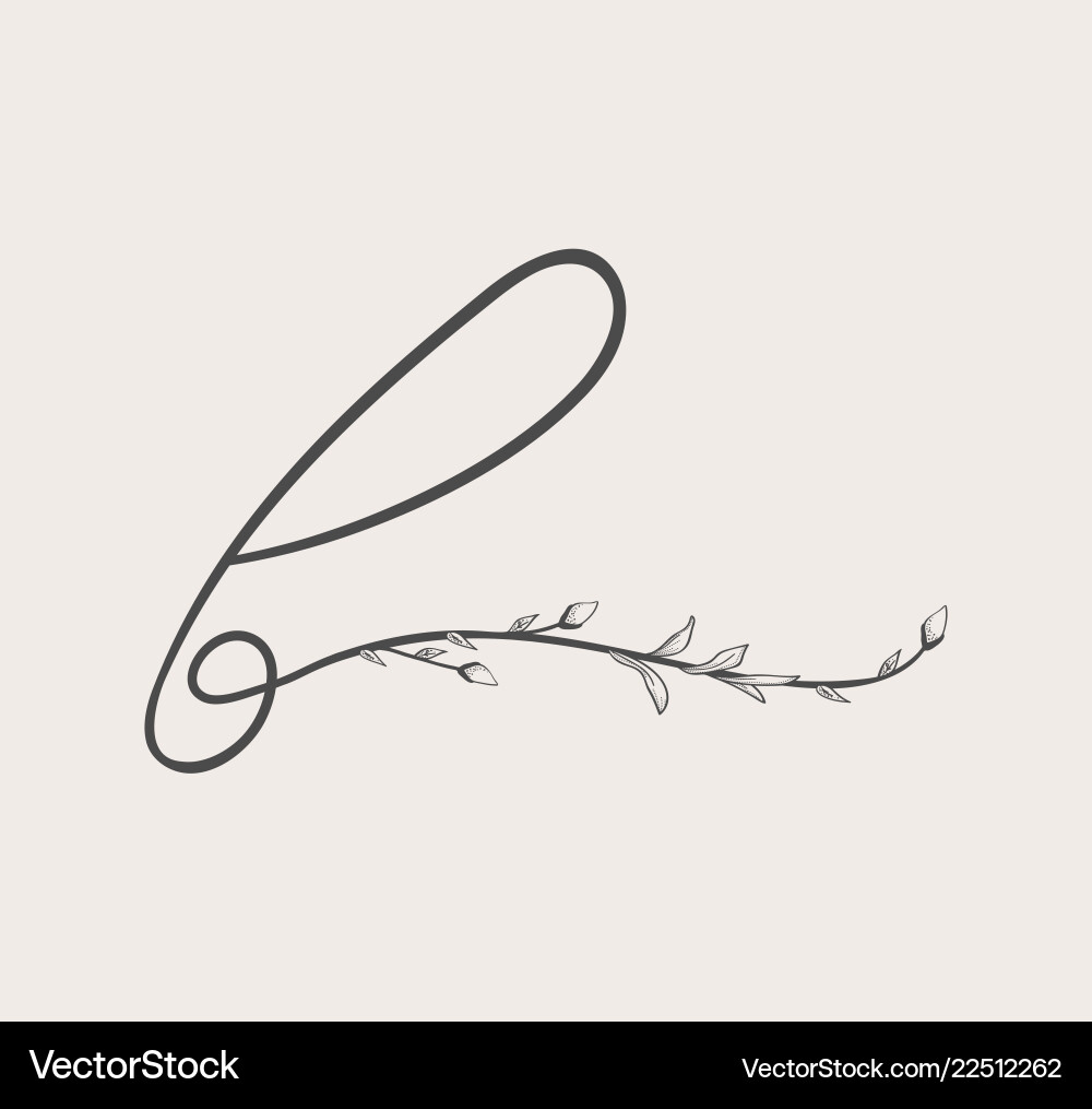Hand drawn floral b monogram and logo Royalty Free Vector