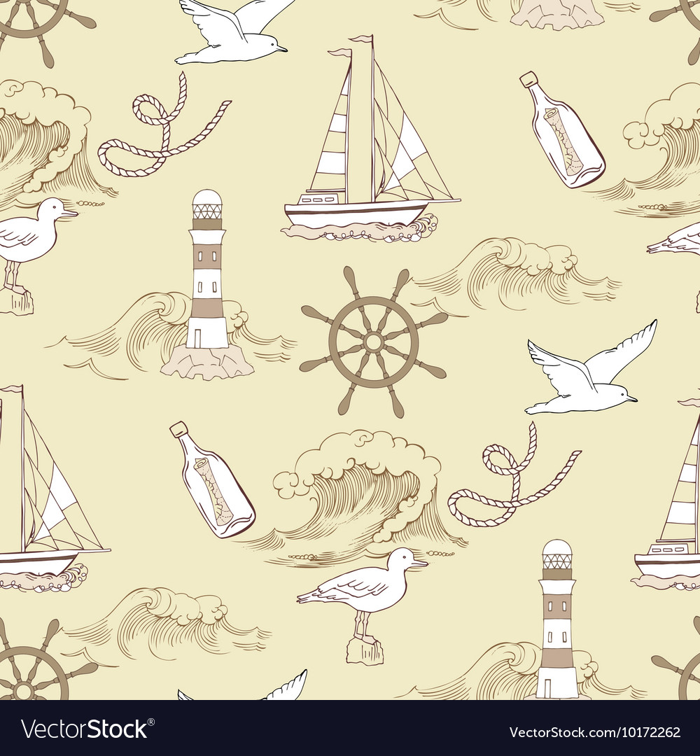 Nautical seamless pattern Royalty Free Vector Image