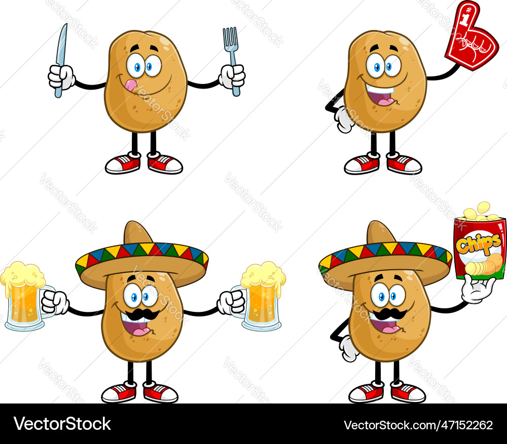 Potato cartoon character collection set Royalty Free Vector