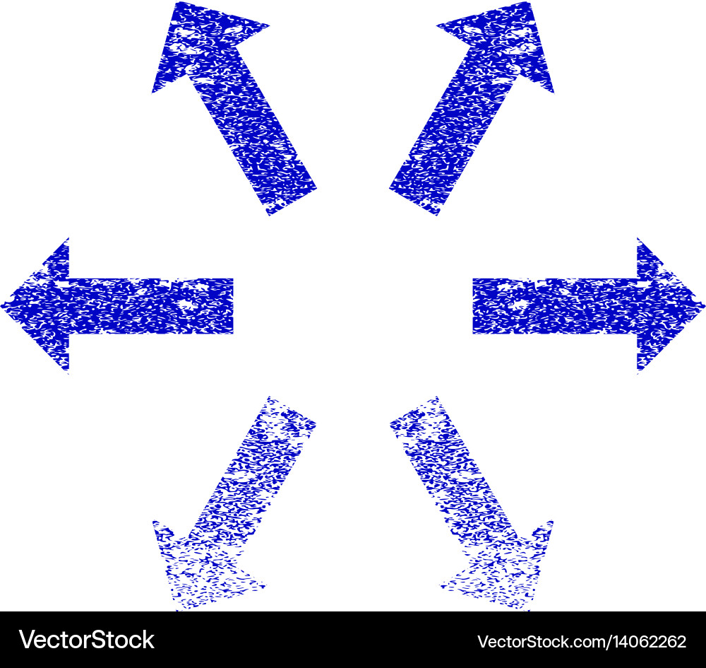 Radial arrows grunge textured icon Royalty Free Vector Image