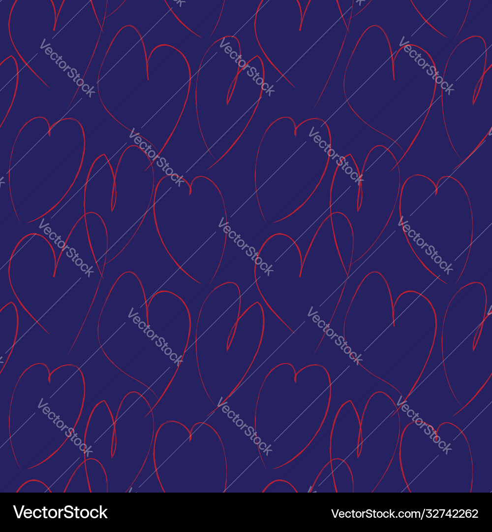Red navy heart shaped brush stroke seamless Vector Image