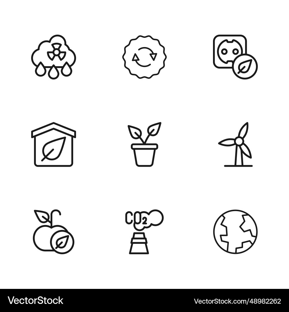 Set line co2 emissions in cloud wind turbine Vector Image