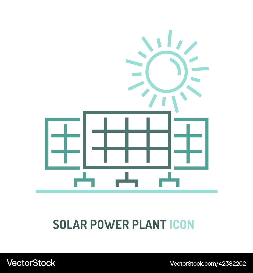 Solar power plant in outline Royalty Free Vector Image