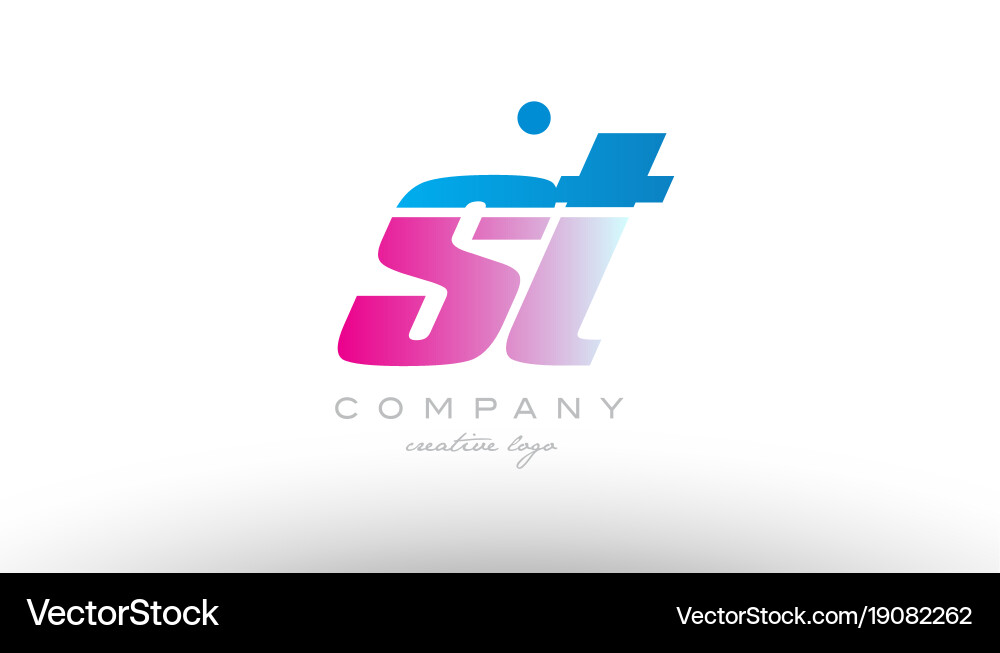 St s t alphabet letter combination pink blue bold Vector Image