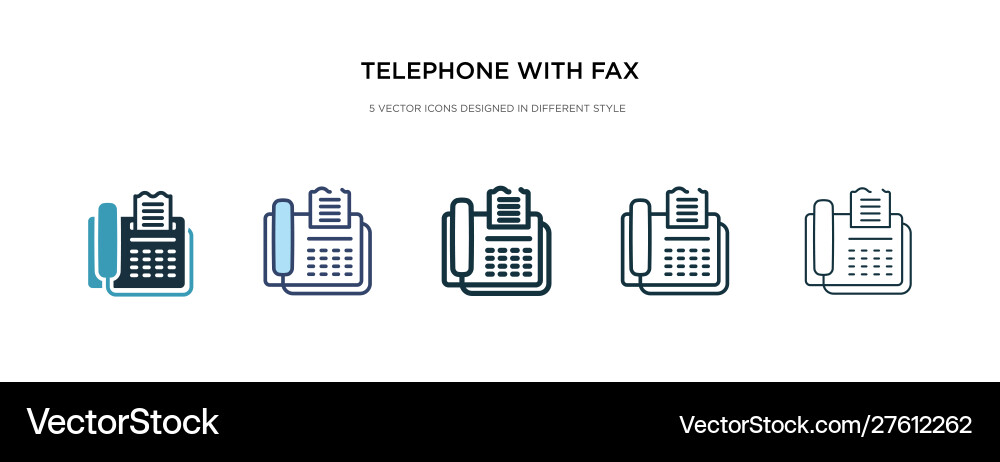 Telephone with fax icon in different style two Vector Image