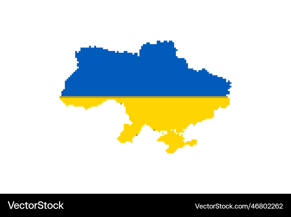 Ukraine map in 8-bit pixel style ukrainian flag Vector Image