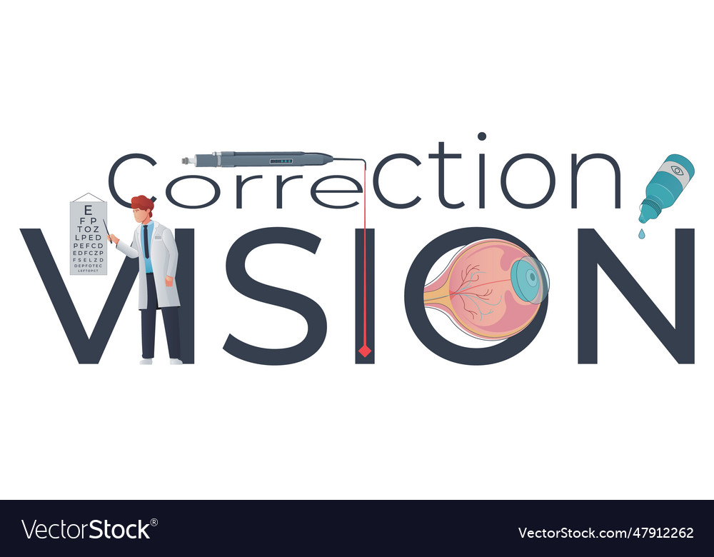 Vision correction flat text Royalty Free Vector Image