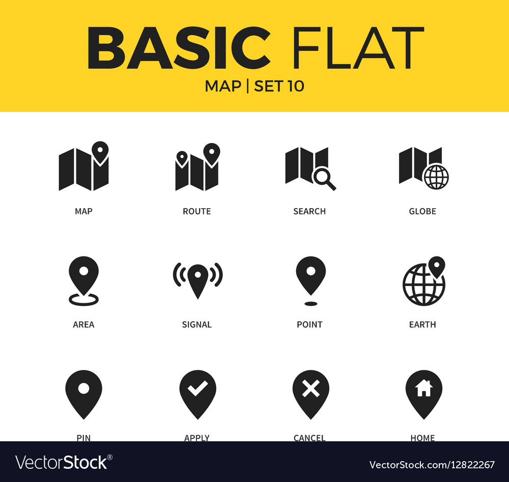 Basic set map icons Royalty Free Vector Image - VectorStock