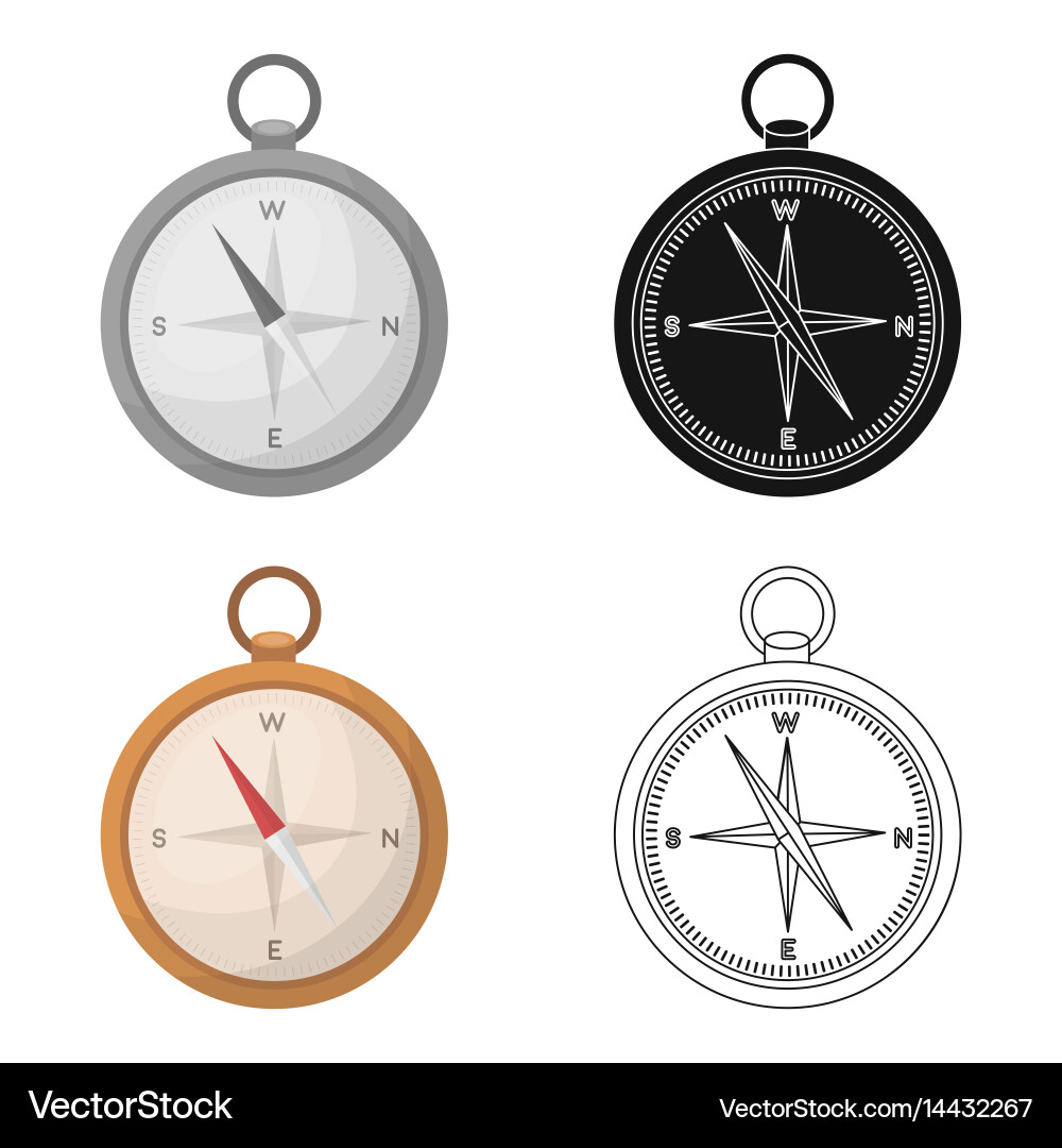 Compass icon in cartoon style isolated on white Vector Image