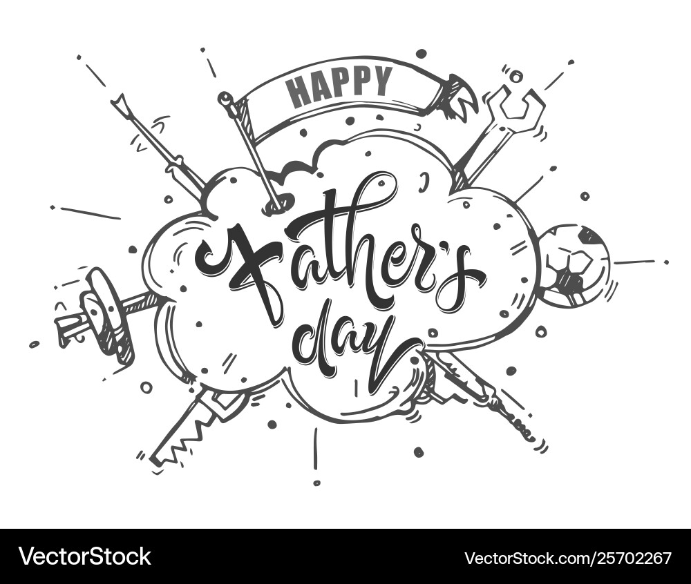 Happy fathers day greeting calligraphy design Vector Image