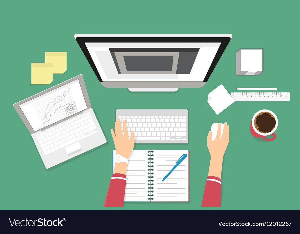 Human Hands Typing On Computer Keyboard Royalty Free Vector