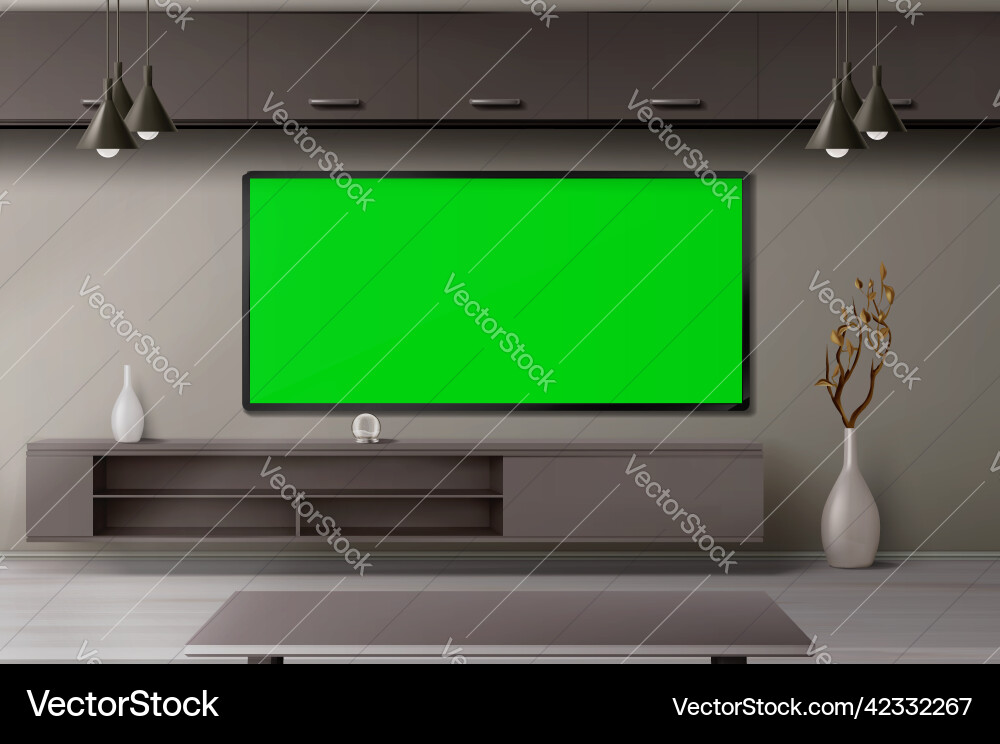 Living room interior 3d project with tv set Vector Image