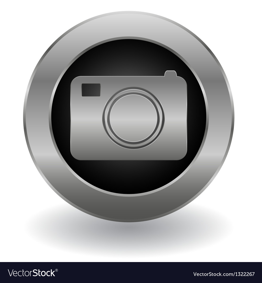 Metallic camera button Royalty Free Vector Image