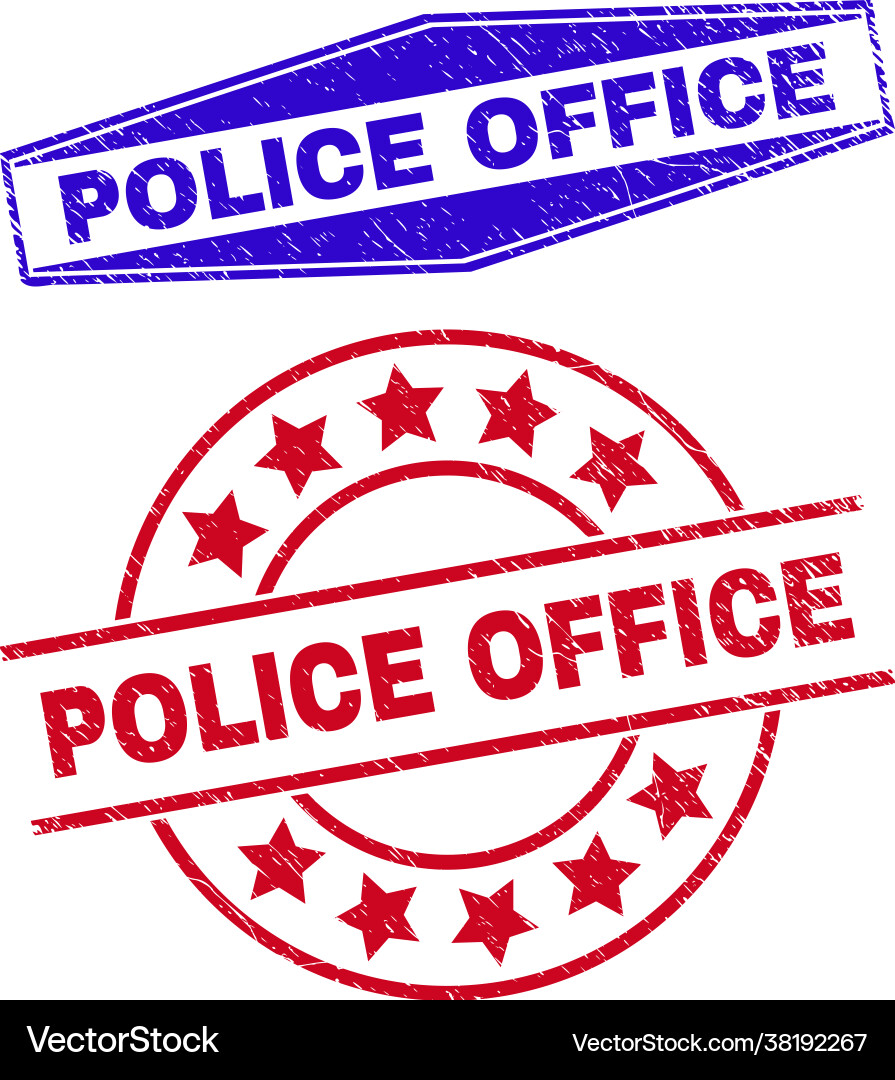 Police office textured watermarks in circle Vector Image