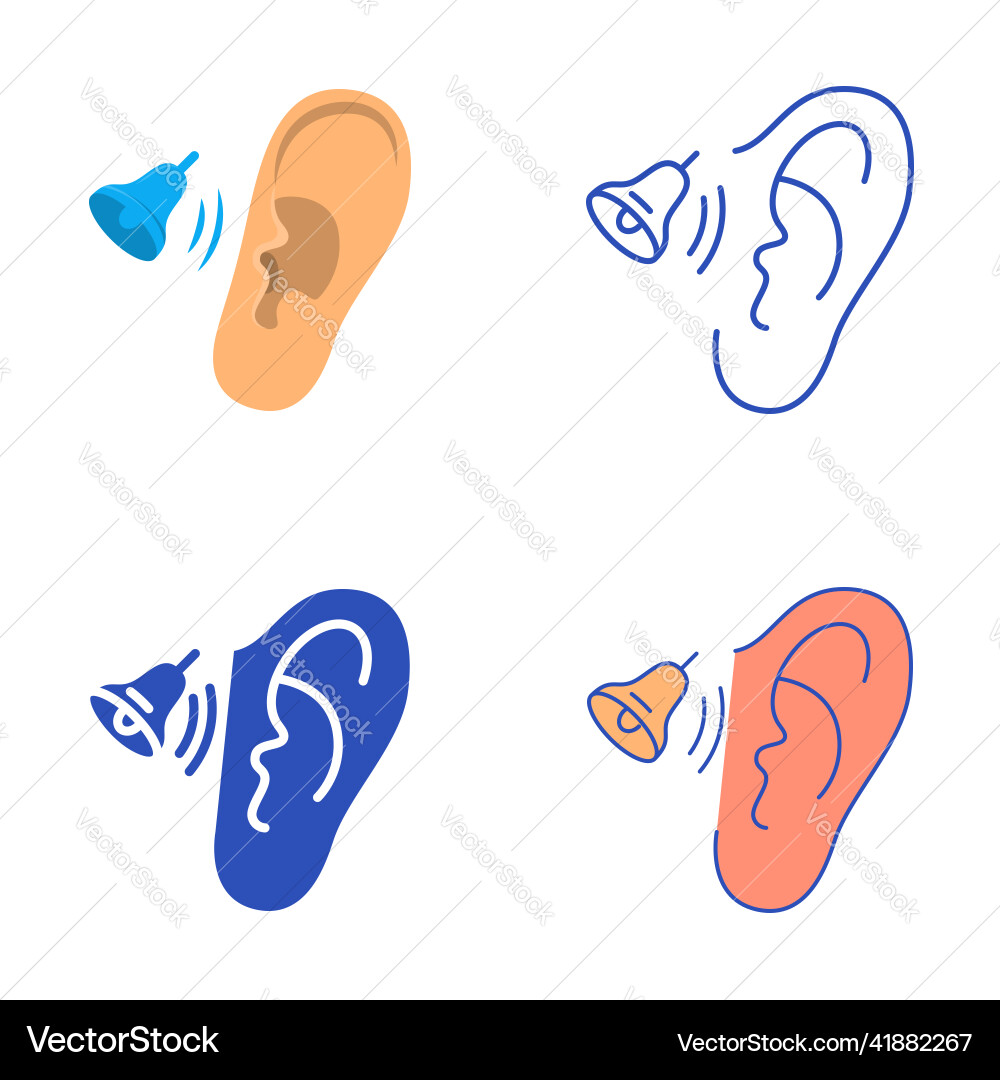 Ringing in ears icon set flat and line style Vector Image