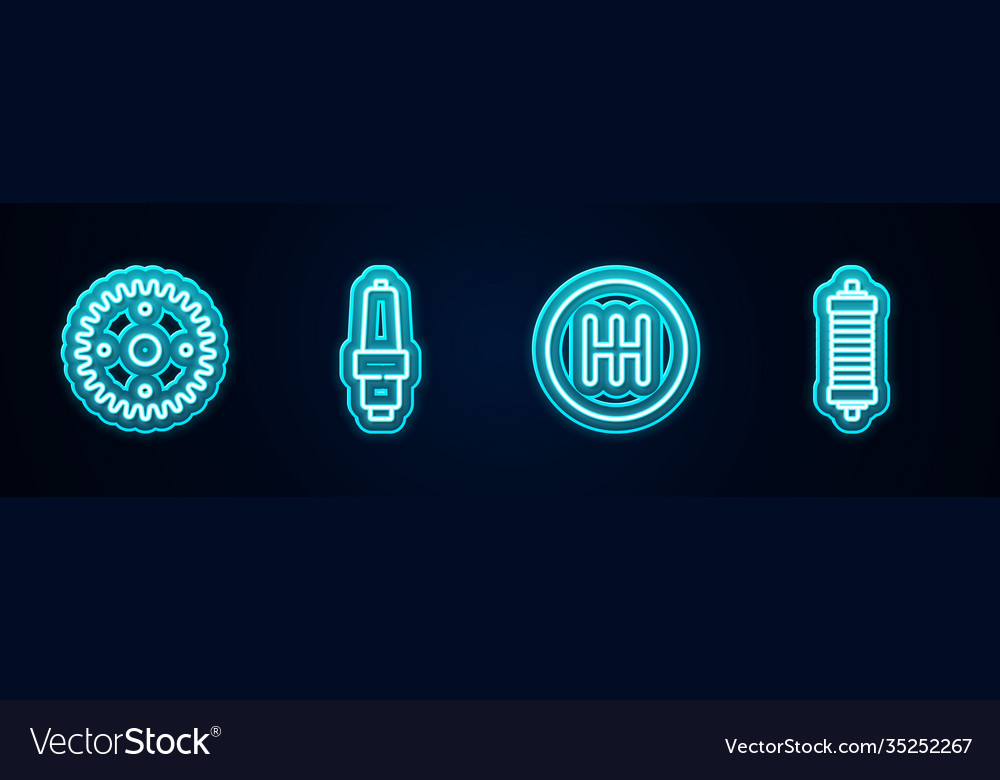 Set line gear car spark plug shifter and shock Vector Image Set line gear car spark plug shifter and shock Vector Image