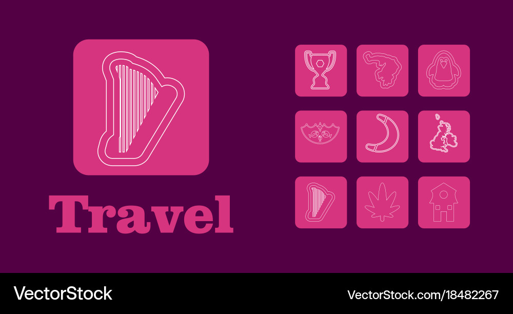 Travel line icons for web and mobile thin Vector Image