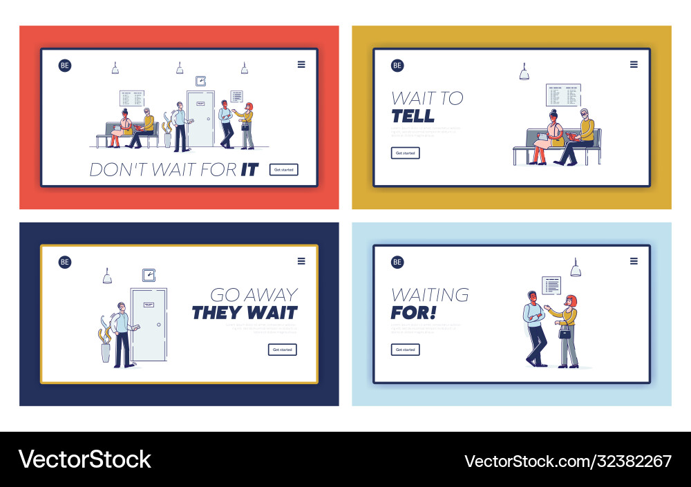 Waiting people set template landing pages Vector Image